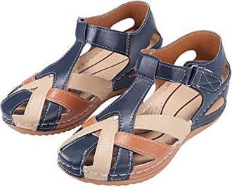 Generic Sandales de randonn&eacute;e pour femme &agrave; bout ferm&eacute; ajour&eacute; - Sandales dext&eacute;rieur compens&eacute;es d&eacute;contract&eacute;es pour femme - Sandales de randonn&eacute;e pour l&eacute;t&eacute;, la p