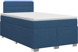 vidaXL Letto Con Box Spring, Materasso E Led Blu 120 X 200 Cm Tessuto Vidaxl