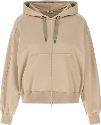 Brunello Cucinelli Leichter Hoodie aus Stretch-Baumwolle - - Sweatshirts & Hoodies - Damen - Beige - L