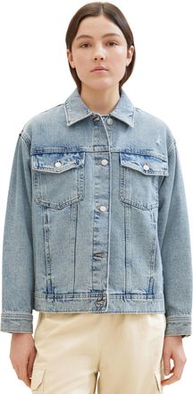 Tom Tailor Tom Tailor Denim Damen Oversized Fit Jeansjacke, 10122 - Destroyed Light Stone Blue Den, XXL