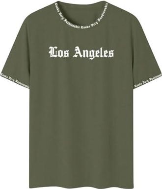 Generic T-shirt pour homme 1 pi&egrave;ce &agrave; manches courtes et imprim&eacute; alphabet - Col rond - Tissu tricot&eacute; en polyester avec l&eacute;ger &eacute;tirement - Coupe normale - Style 