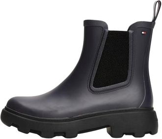 Tommy Hilfiger Bottines de Pluie Femme Rubber Rainboot à Talon Carré, Bleu (Space Blue), 39