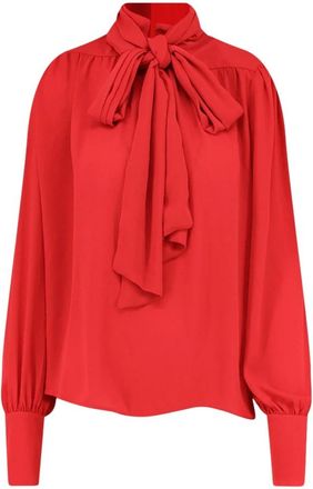 Actualee Satinbluse mit gepolsterten Schultern - - Blouses & Shirts - Damen - Rot - XS
