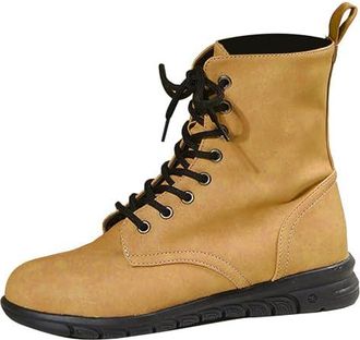 Generic Bottines plates antidérapantes pour femme - Chaussures de marche à lacets - Fermeture éclair latérale - Chaussures de randonnée légères et respirantes