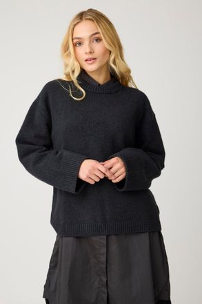 Knowledge Cotton Apparel Damen vegan Pullover Souffl&eacute; Garn Schwarz Jet