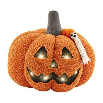 Mud Pie Sherpa Jack-o-Lantern Kissen, 20,3 x 22,9 cm, Orange