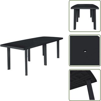 vidaXL Table de jardin Anthracite 216x90x72 cm Plastique - Table De Jardin - Table Ext&eacute;rieure - Mobilier De Jardin - Table En Plastique - Table R&eacute;sistante