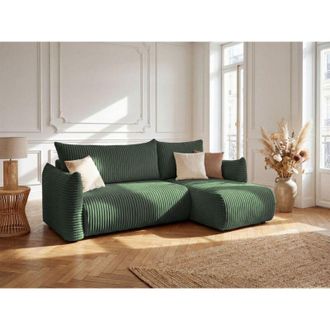 Fun M&ouml;bel Ecksofa Schlafsofa MAILAND XS in Stoff Tilia Gr&uuml;n Ottomane Rechts