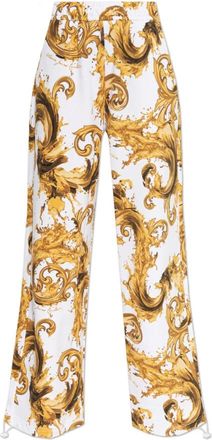 Versace Jeans Couture Femme, Pantalons, Blanc, Taille: 40 FR Pantalon de surv&ecirc;tement en jersey de coton imprim&eacute;