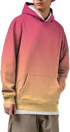 Generic Sweat &agrave; capuche uni l&eacute;ger pour homme automne hiver tendance d&eacute;contract&eacute; manches longues surdimensionn&eacute; coupe ample confortable v&ecirc;tements pour entra&icirc;ne