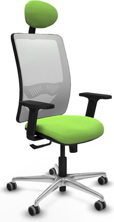 Piqueras y Crespo Zulema Drehstuhl ohne Rollen mit 2D-Armlehnen, h&ouml;henverstellbare Lendenwirbelst&uuml;tze und festes Kopfteil, ausgestattet mit 3 Positionen, Wei&szlig;/Pistazie