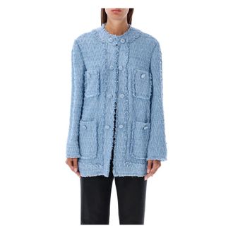 Dolce & Gabbana Femme, Vestes, Bleu, Taille: 36 FR Veste Tweed Lilas Bleu Design Élégant