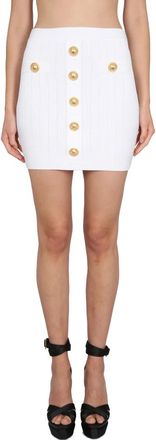 Balmain Femme, Jupes, Blanc, Taille: 36 FR Jupe Courte Boutonn&eacute;e en Maille