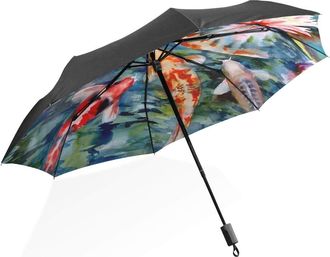 Montoj Montoj Japanischer Koi Fisch mit Loctus-Blumen, Sonne und Regen, Regenschirm, UV-Schutz