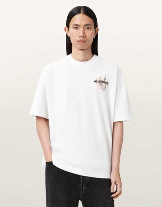 AllSaints Valen - Kurz&auml;rmliges in Aschwei&szlig; mit Rundhalsausschnitt