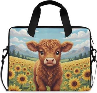 Alaza Sac &agrave; bandouli&egrave;re pour ordinateur portable de 40,6 &agrave; 15,6 pouces, beau paon, pour femmes, hommes, &eacute;tudiants, travail, voyage, sac fourre-tout, Bovins 