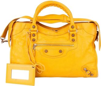 Balenciaga Crossbody Bags - Balenciaga Yellow Leather City Handbag - Gr. unisize - in Gelb - f&uuml;r Damen