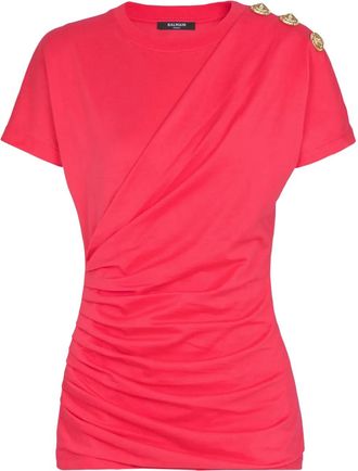 Balmain t-shirt à détail drapé - Rose