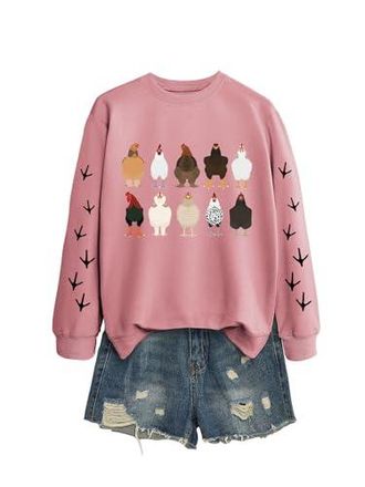 Generic Versatile Womens Sweatshirt, Long Sleeve Crewneck Graphic Pullover for All Year