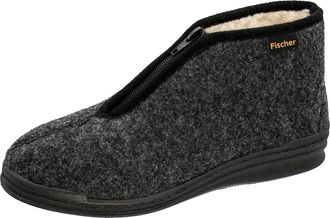 Fischer Markenschuh Unisex - Erwachsene, Damen,Herren, Verbandschuhe, Hausschuhe,warm gef&uuml;ttert,Therapie-Stiefel,anthrazit,46 EU / 11.5 UK
