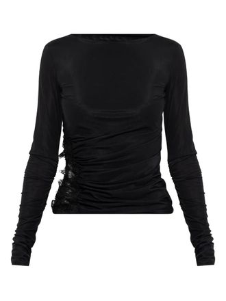Blumarine haut fronc&eacute; &agrave; empi&egrave;cements en dentelle - Noir