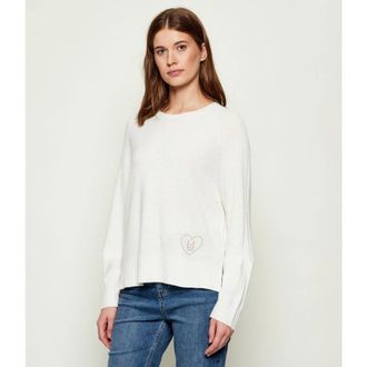 Liu Jo Femme, Pulls, Blanc, Taille: 42 FR Pull en maille avec incrustation en laine m&eacute;lang&eacute;e