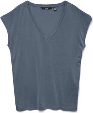 Vero Moda VMFILLI SS V-Neck Tee GA Noos Débardeur, Bleu Chine, S Femme