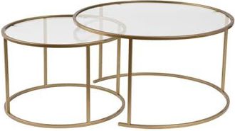 Dmora Couchtisch Ragalna 80x80x43h cm Gold, 2er-Set Tische