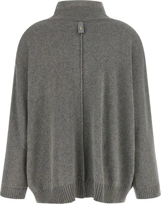 Alberta Ferretti Central-Stitched Cashmere-Blend Sweater - gray