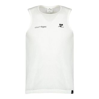 Courr&egrave;ges Bedrucktes Mesh Tanktop - - Sport - Herren - Wei&szlig; - M