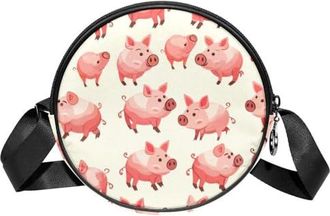 Generic Petit sac &agrave; bandouli&egrave;re Circle pour femme, petit sac &agrave; bandouli&egrave;re rose avec fermeture &eacute;clair, bretelles r&eacute;glables, sac &agrave; main rond d&eacute;contract&eacute; pour f