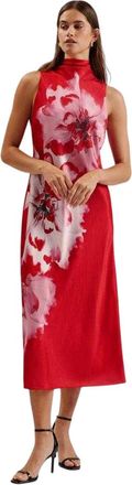 Ted Baker Aliara Midikleid f&uuml;r Damen, Wasserfallausschnitt (Rot)