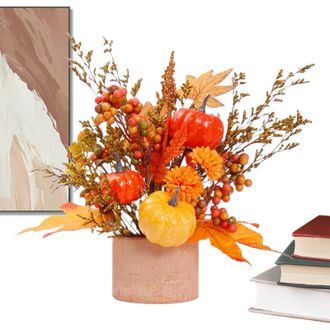 Generico Thanksgiving-Center mit Ahornblättern aus Ahornblättern, Erntedankfest, Partyzubehör mit künstlichen Pflanzen, Herbstzentren, für Halloween, Büro