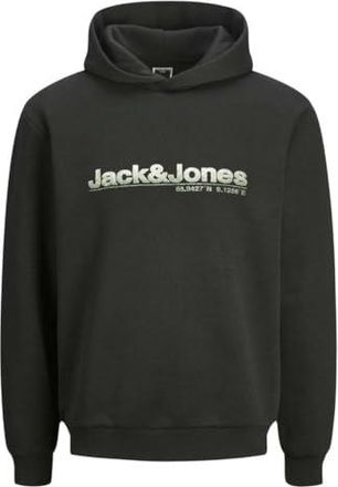Jack & Jones Jcopuff Sweat &agrave; Capuche Sweatshirt, Noir/imprim&eacute; : JJ, S Homme