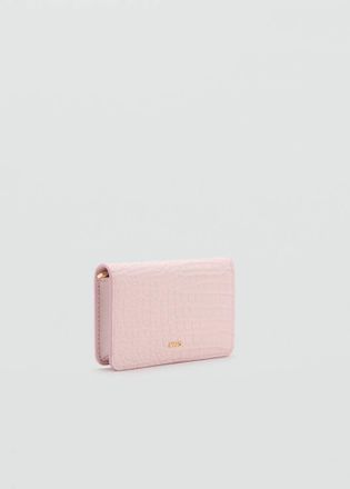 Mango Portefeuille moyen effet croco rose clair - Femme - Taille unique - MANGO