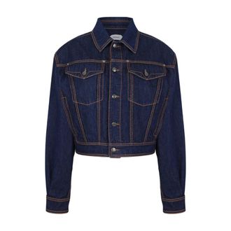 Versace Cropped Denim Jacket - - Jackets - Damen - Blau - XS