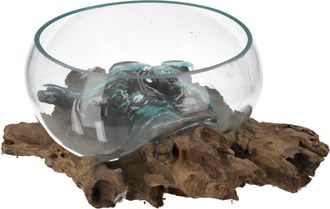 Guru Shop Wurzelholz Vase, Schale, Sch&uuml;ssel - &Oslash; Glas 30 cm M6