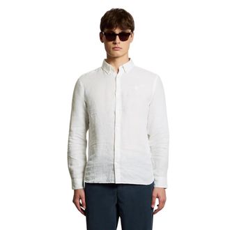 Lyle & Scott Ls Linen Shirt - Homme - Chemises - Blanc - Taille: 2XL