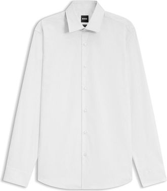 HUGO BOSS Elastisches Baumwollhemd mit Kentkragen, Extralang, Regular in