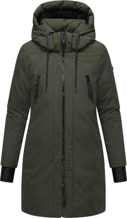 Navahoo Damen modischer Wintermantel warmer Parka mit (abnehmbarer) Kapuze und Rucksacktr&auml;gern innen Winterzart 14 Dark Olive Gr. 6XL