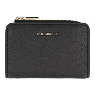 Coccinelle Metallic Soft Leder Geldb&ouml;rse mit Druckknopfverschluss - - Accessories - Damen - Schwarzk - ONE SIZE