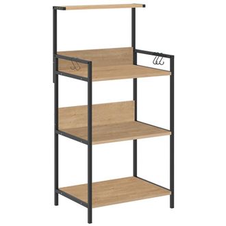 PEGANE &Eacute;tag&egrave;re lat&eacute;rale Id&eacute;ale comme meuble bar, coin caf&eacute; ou meuble micro-ondes coloris Ch&ecirc;ne - Longueur 63 x Hauteur 130 x Profondeur 48 cm