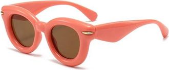 Generic Lunettes de soleil ovales tendance pour femme - Couleur bonbon - Style rétro - Avec rivets - UV400, Thé, Taille unique