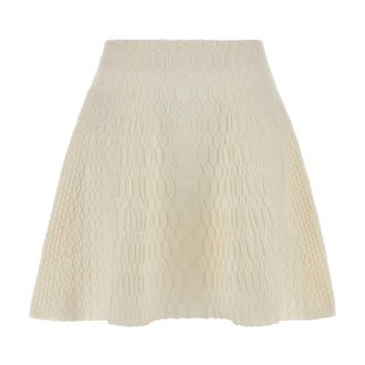 Balmain Ausgestellter Rock mit Krokodil-Strick - - Skirts - Damen - Wei&szlig; - XS