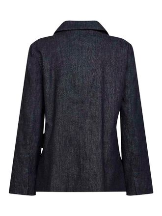 Max Mara Womens Navy Blue Single-Breasted Jacket Cotton