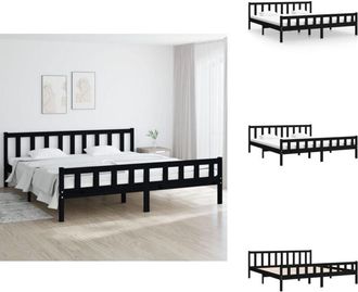 vidaXL Massivholzbett Schwarz 160x200 cm - Holzbetten - Massivholzbette - Doppelbett - Kiefernbett - Schwarzes Bett