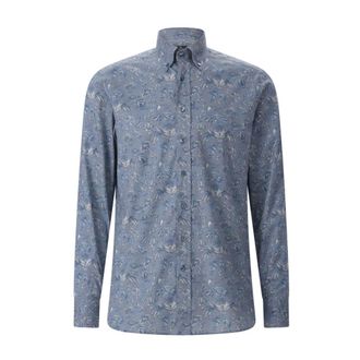 Etro Homme, Chemises, Bleu, Taille: 3XL Chemise en coton &agrave; imprim&eacute; floral int&eacute;gral