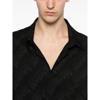 Balenciaga All-Over Logo-Print Viscose Shirt - Black