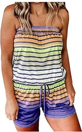 Generic Robe barboteuse pour femme - Combinaison courte sans bretelles pour femme - Combinaison d&eacute;t&eacute; pour femme - Taille 42 - Combinaison taille 46 - Combinai