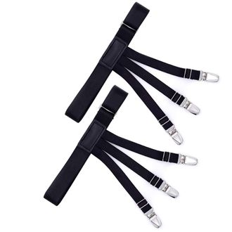 DonDon Herren Hemdhalter elastisch und l&auml;ngenverstellbar Schwarz 2-teilig
